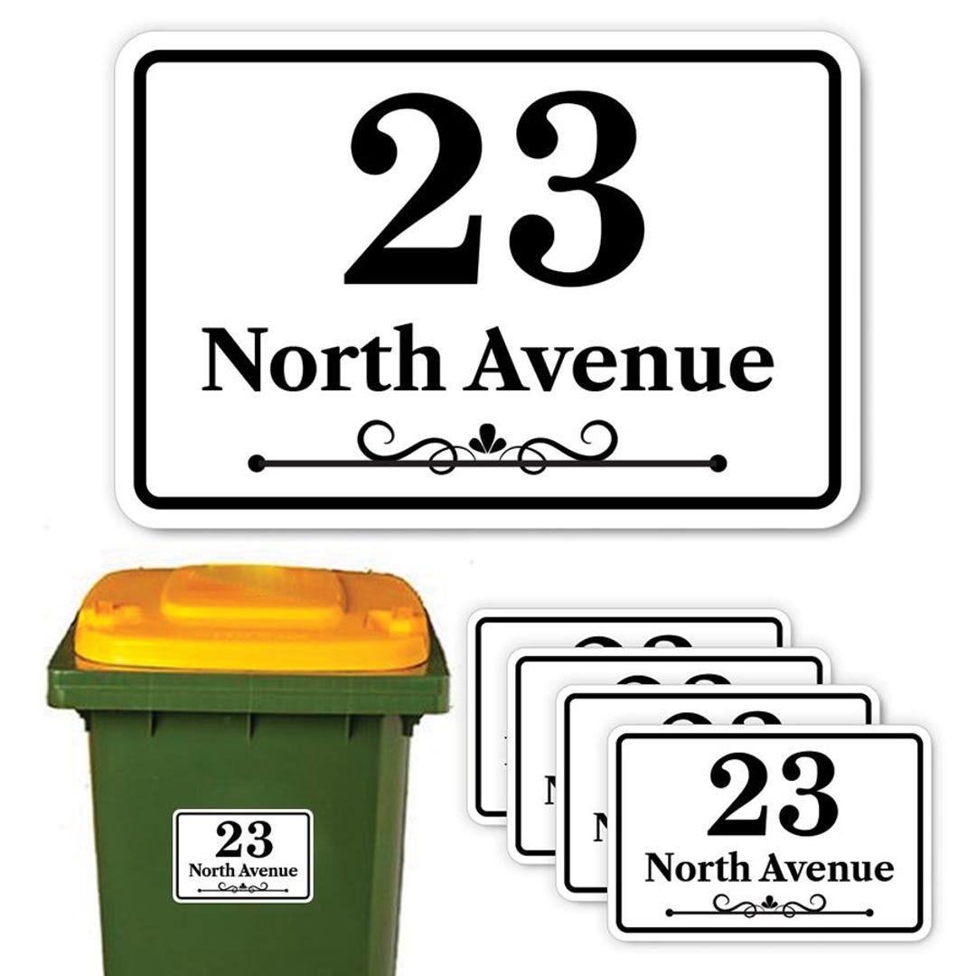4 X Bin Labels (150 X 100 Mm) Trash Can Stickers Waterproof Wheelie Bin ...
