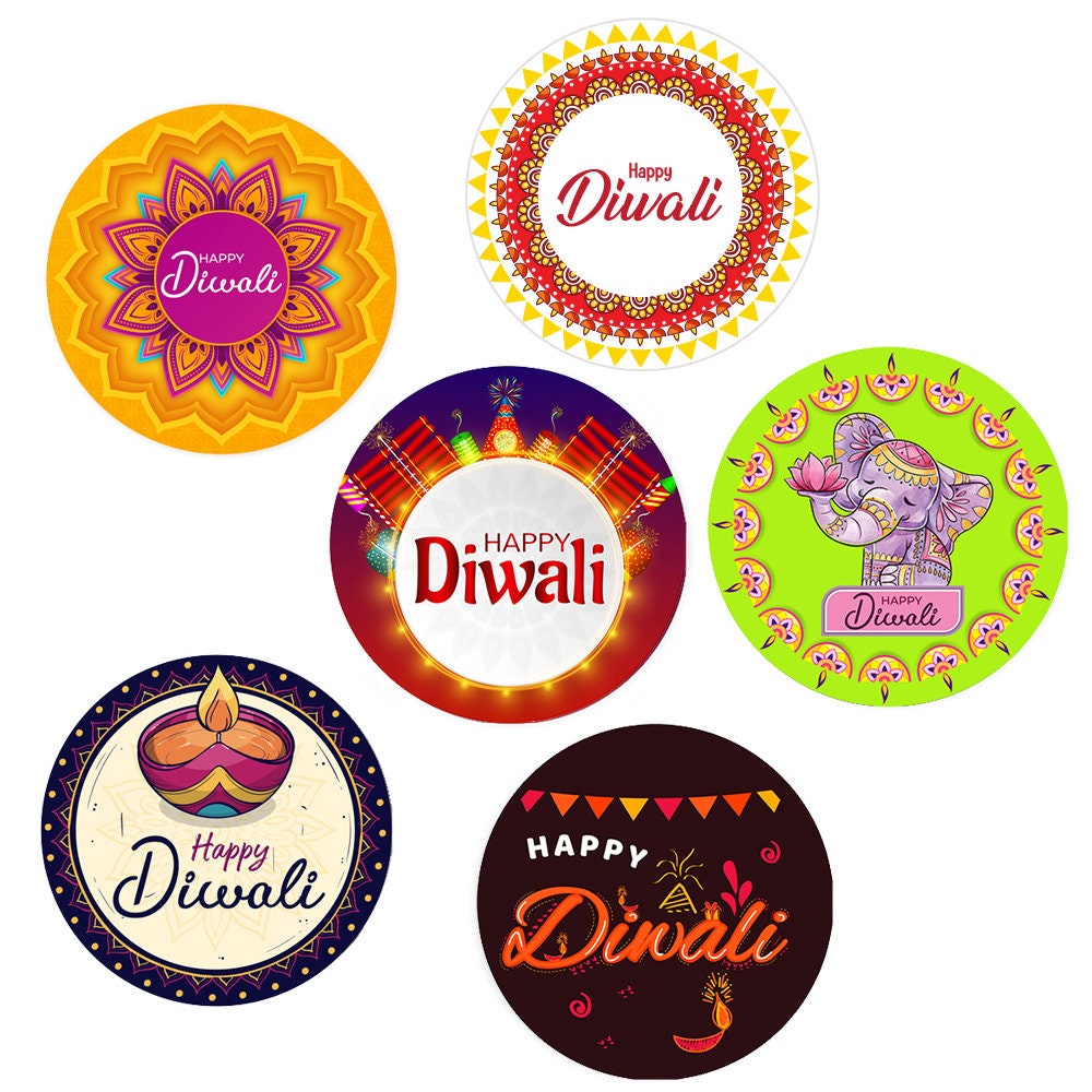 Happy Diwali Stickers Festival Diwali Caja de regalo Etiquetas - Etsy ...