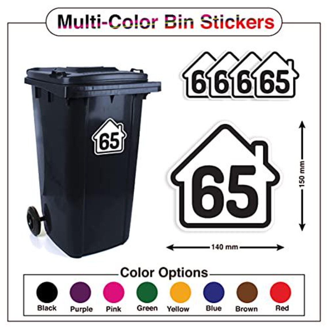 4 X Wheelie Bin Stickers (140 X 150 Mm) Bin Sticker Bin Number Stickers ...