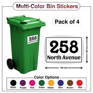 4x Personalised Wheelie Bin Stickers Bin Labels Bin Stickers House ...
