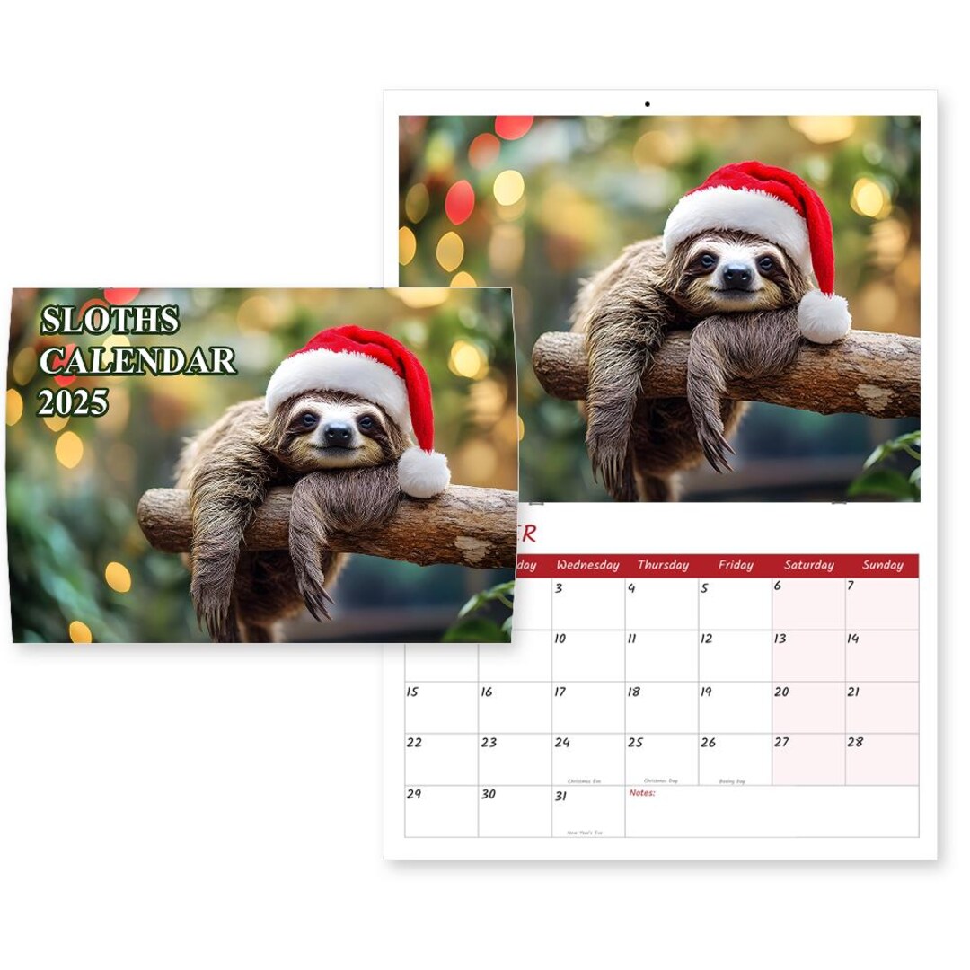 A4 Sloth Calendar 2025 UK Calendar Family Calendar 2025 Month to View ...
