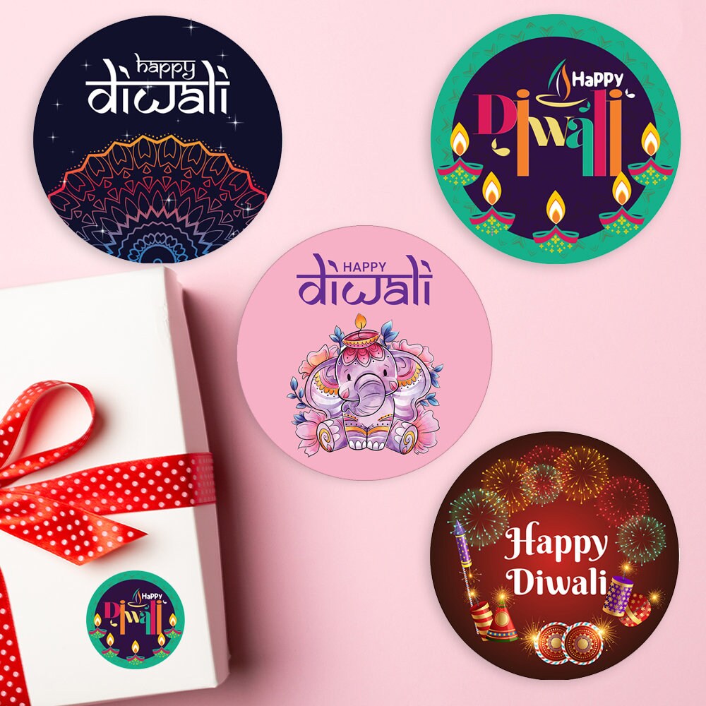 Happy Diwali Stickers Festival Diwali Caja de regalo Etiquetas - Etsy ...
