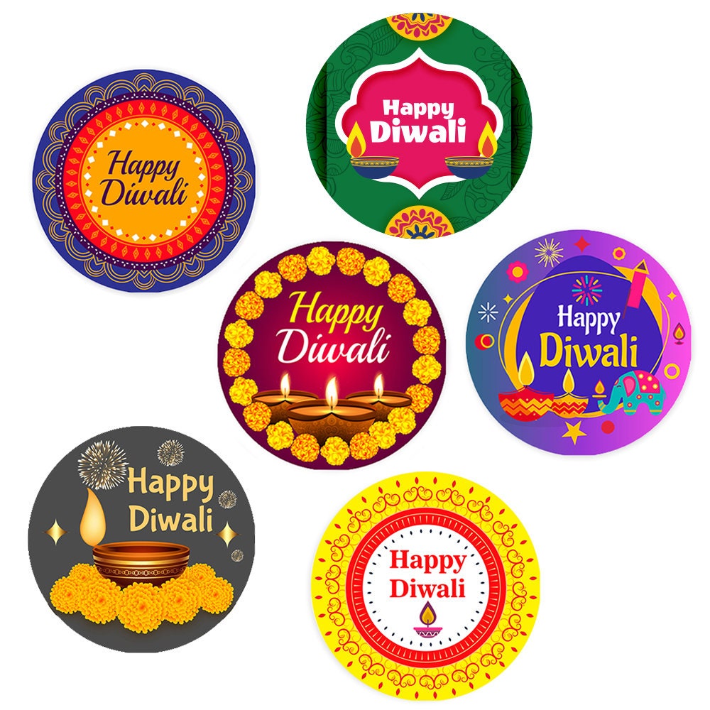 Happy Diwali Stickers Festival Diwali Caja de regalo Etiquetas - Etsy ...