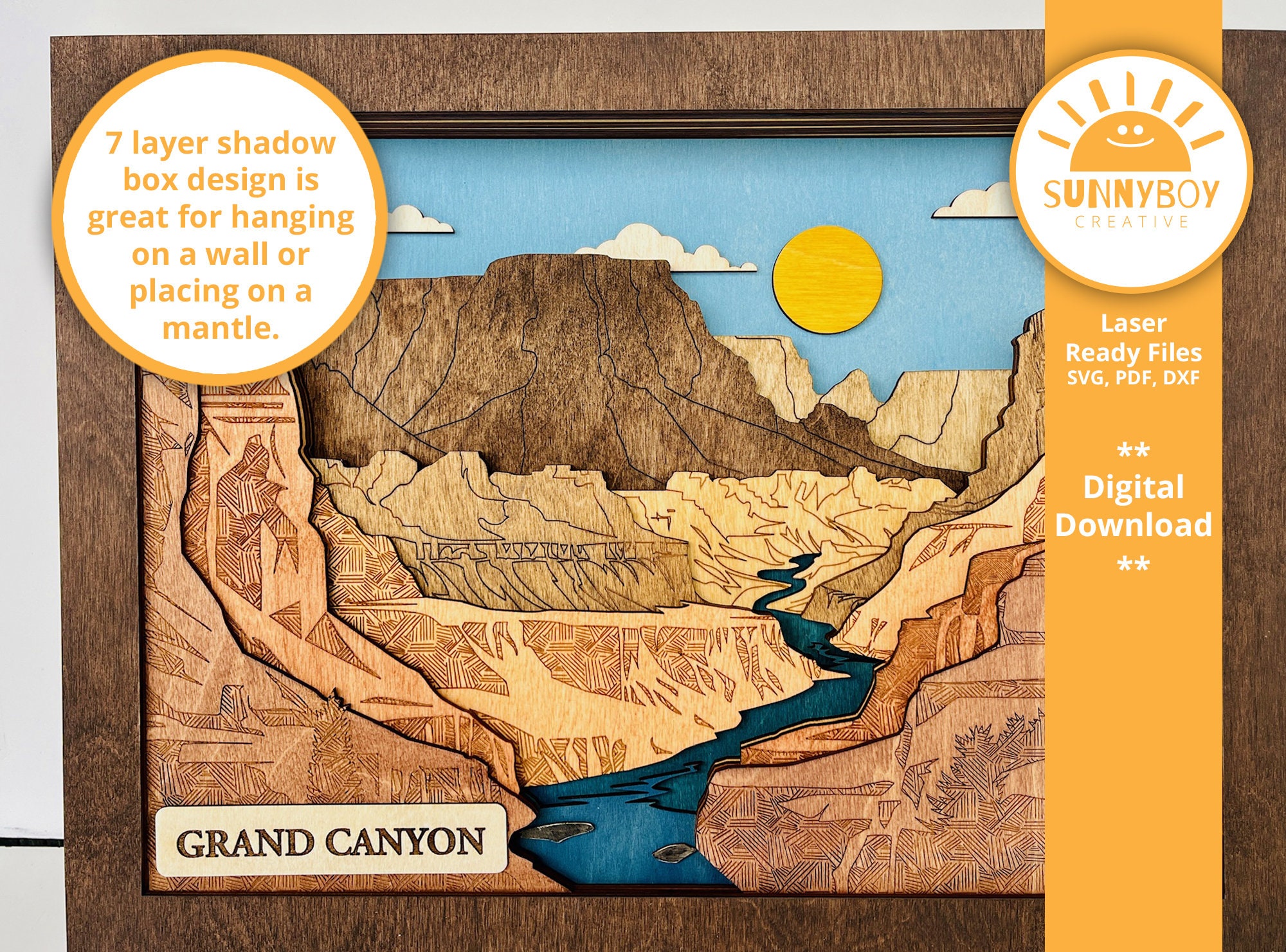 Grand Canyon Shadow Box: 3D Layered Laser Cut Design (digital Download ...