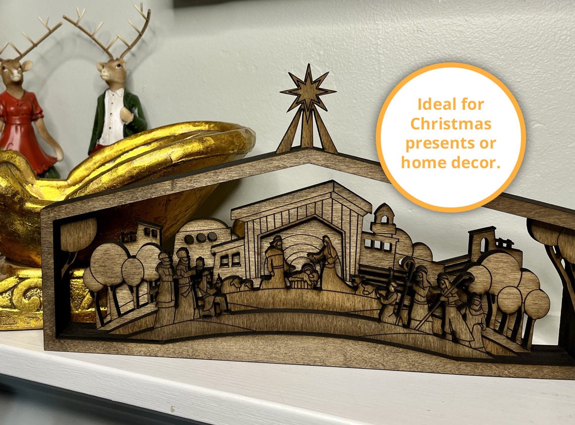 Layered Christmas Nativity Stable Laser Cut File SVG PDF - Etsy