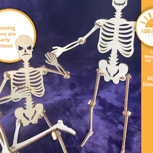 Halloween Posable Skeleton: Laser Cut Files (SVG PDF DXF Digital ...