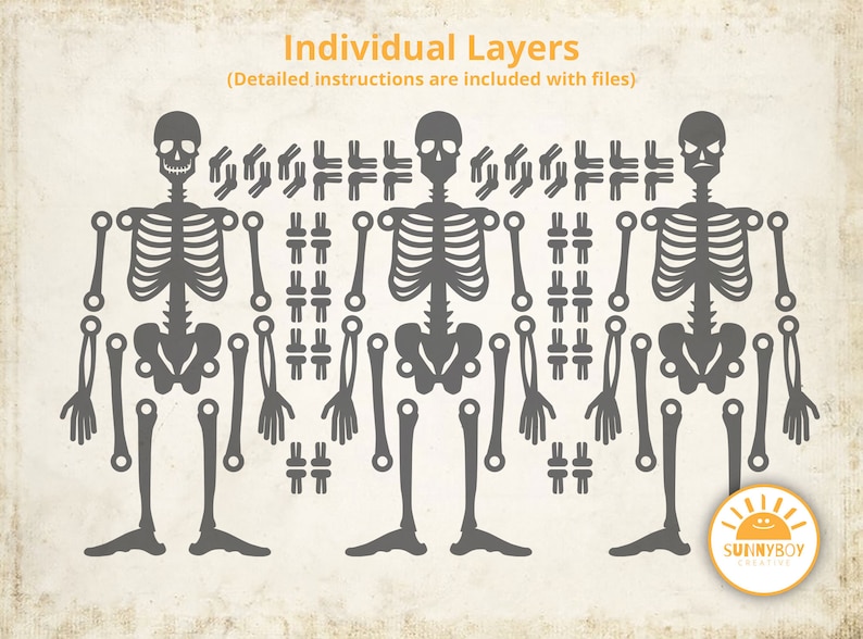 Halloween Posable Skeleton: Laser Cut Files (SVG PDF DXF Digital Download) - Etsy
