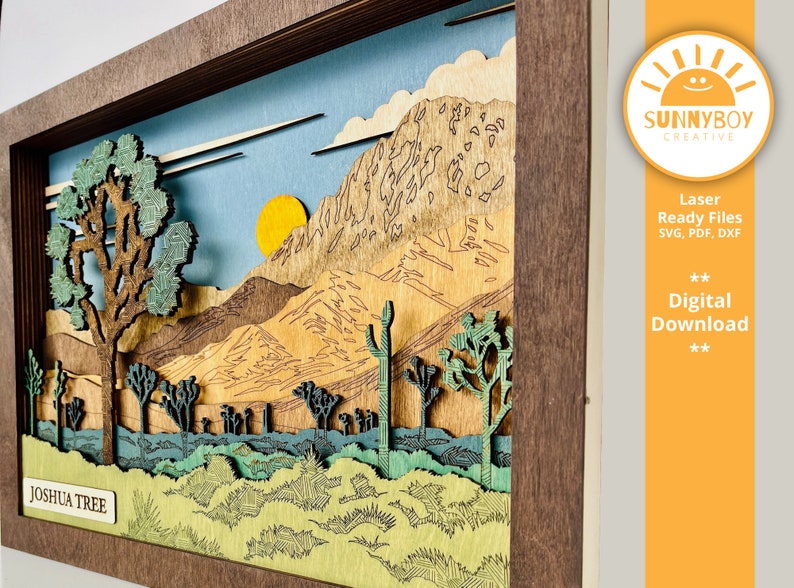 Joshua Tree National Park Shadow Box: 3D Laser Cut Design (digital ...