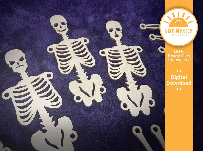 Halloween Posable Skeleton: Laser Cut Files (SVG PDF DXF Digital ...