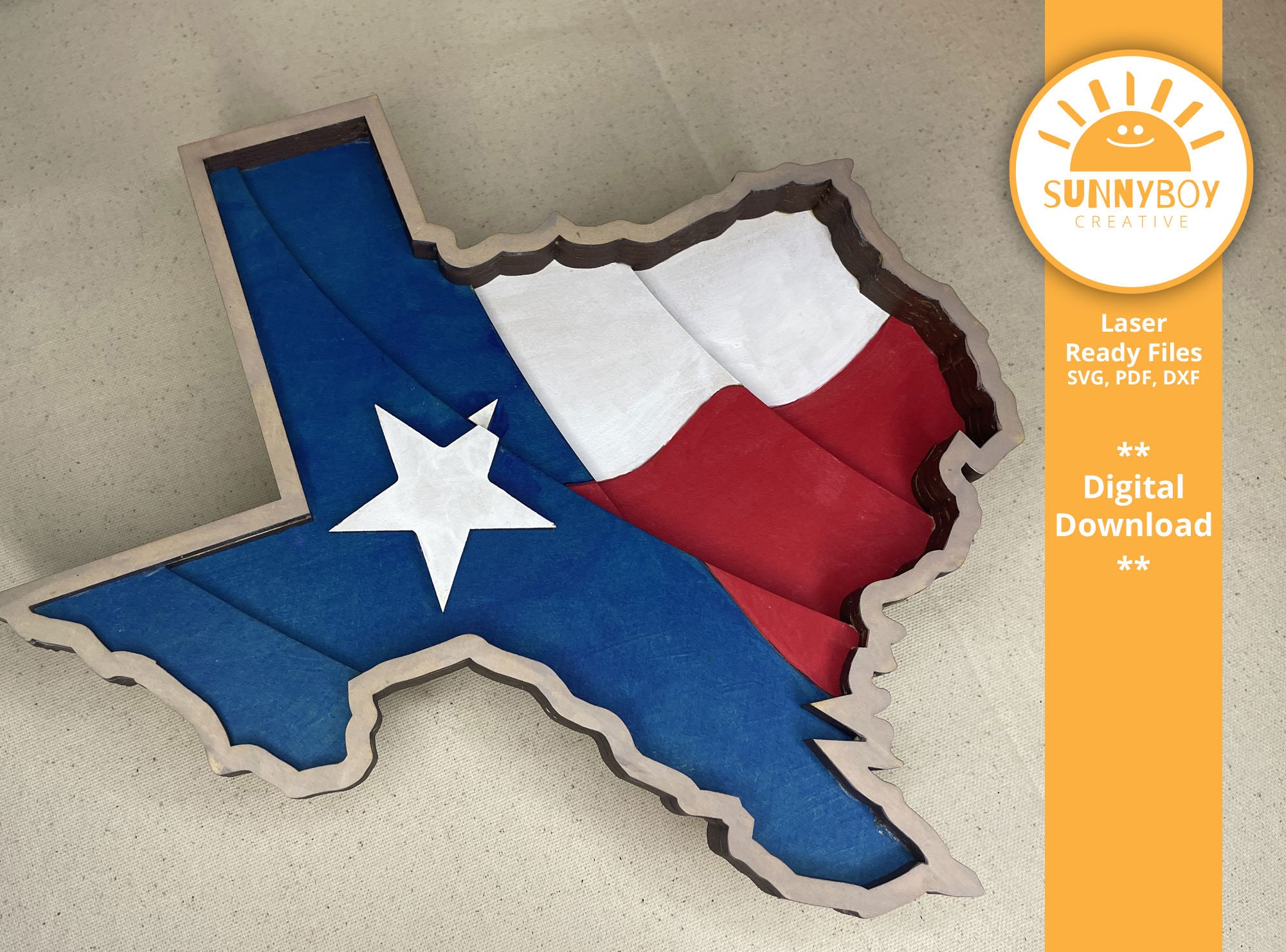 3D Texas Lone Star Flag Laser Cut File (SVG PDF DXF) - Etsy