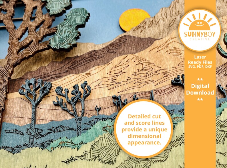 Joshua Tree National Park Shadow Box: 3D Laser Cut Design (digital ...