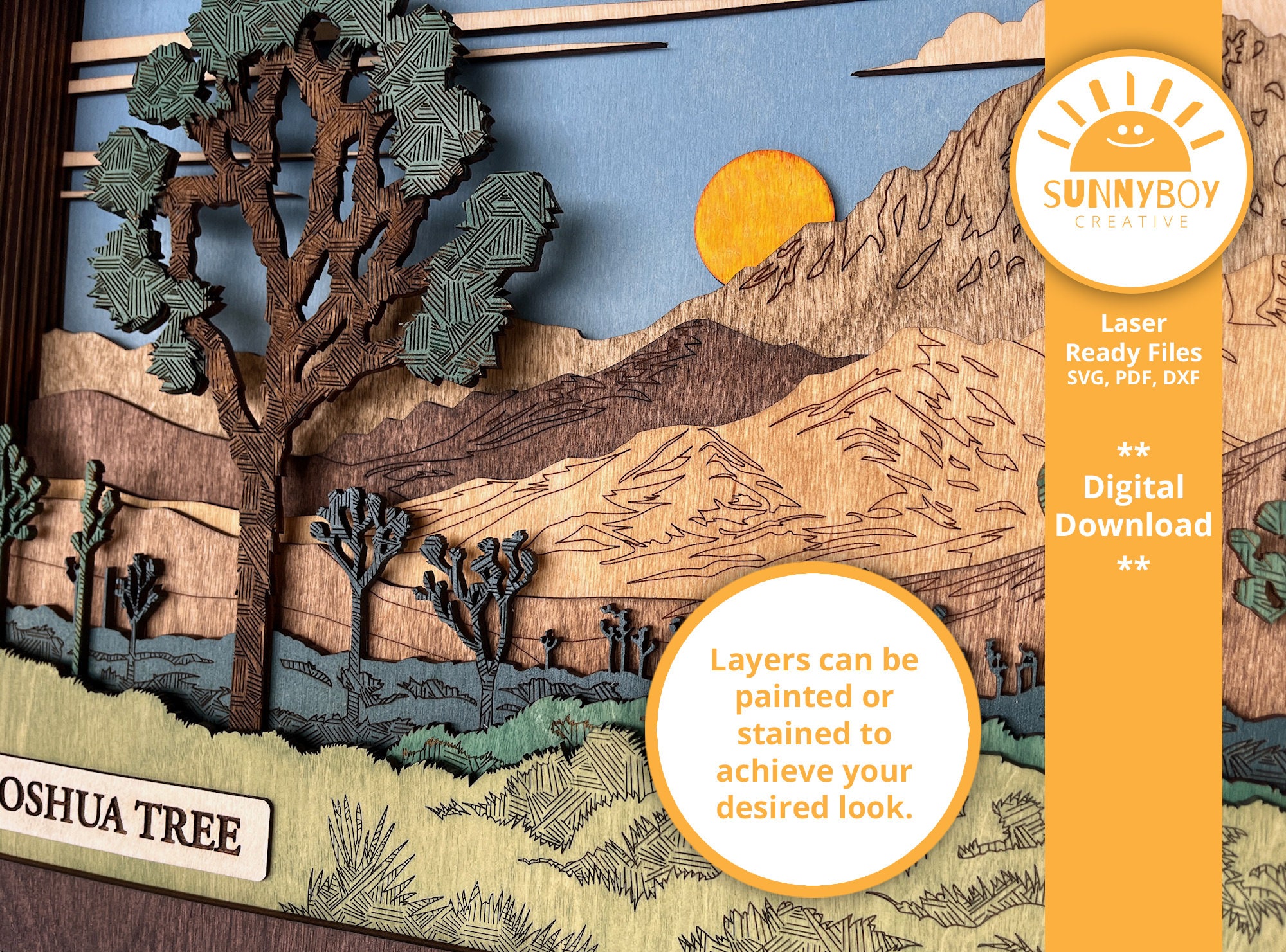 Joshua Tree National Park Shadow Box Design | 10 Layers for Stunning 3D ...