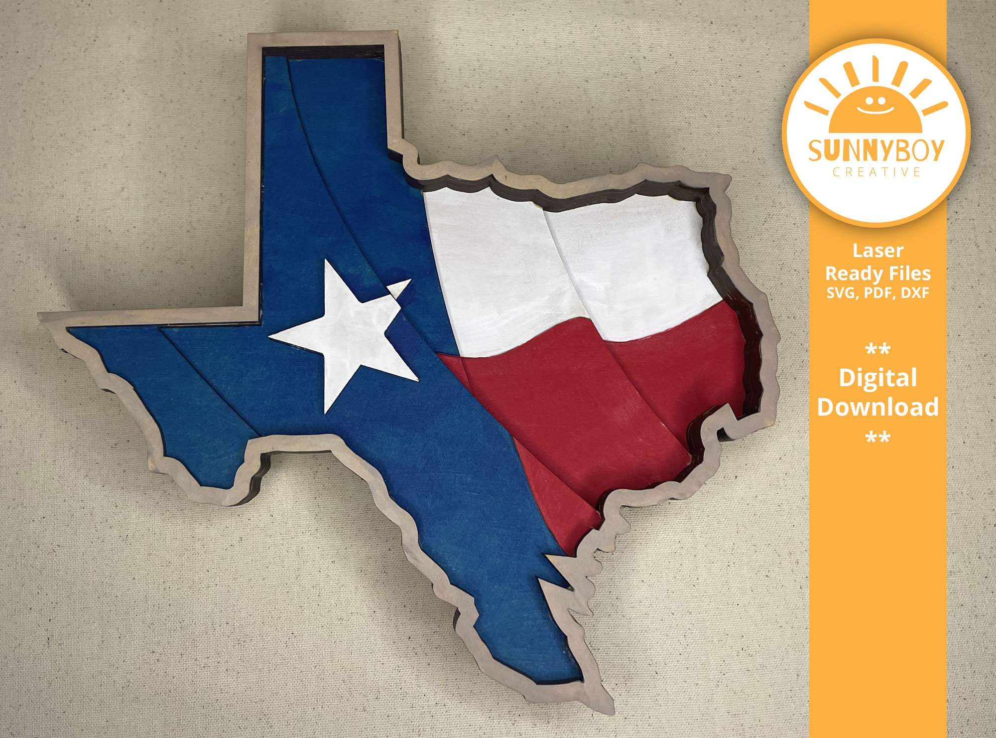 3D Texas Lone Star Flag Laser Cut File (SVG PDF DXF) - Etsy