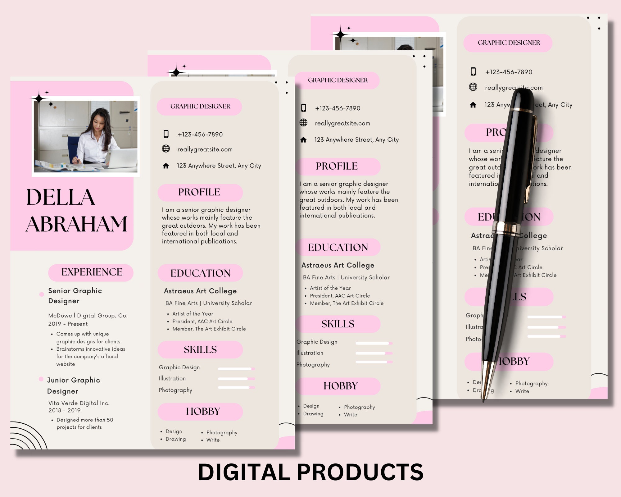 Editable Resume Template With Photo, CV Template Photo, Minimalist ...