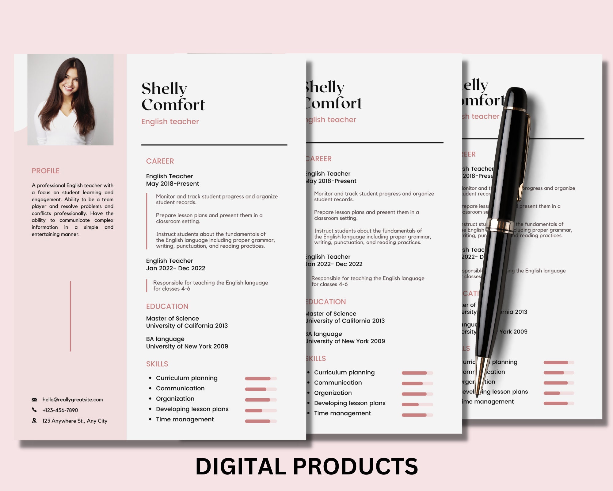 Editable Resume Template With Photo, CV Template Photo, Minimalist ...