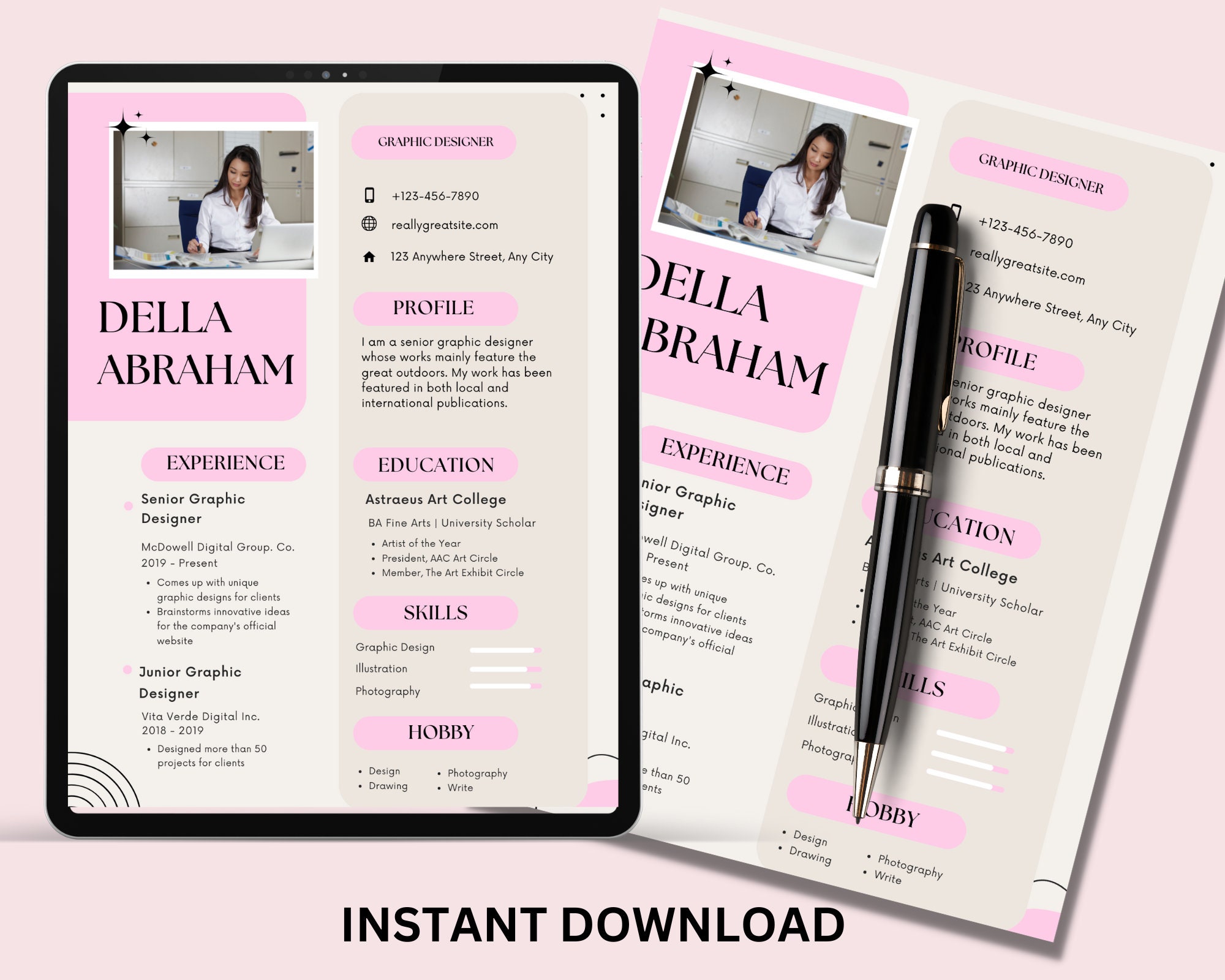 Editable Resume Template With Photo, CV Template Photo, Minimalist ...
