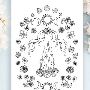 Beltane Colouring Page, May Day Pagan Art, Altar Decoration, Pagan Wall ...