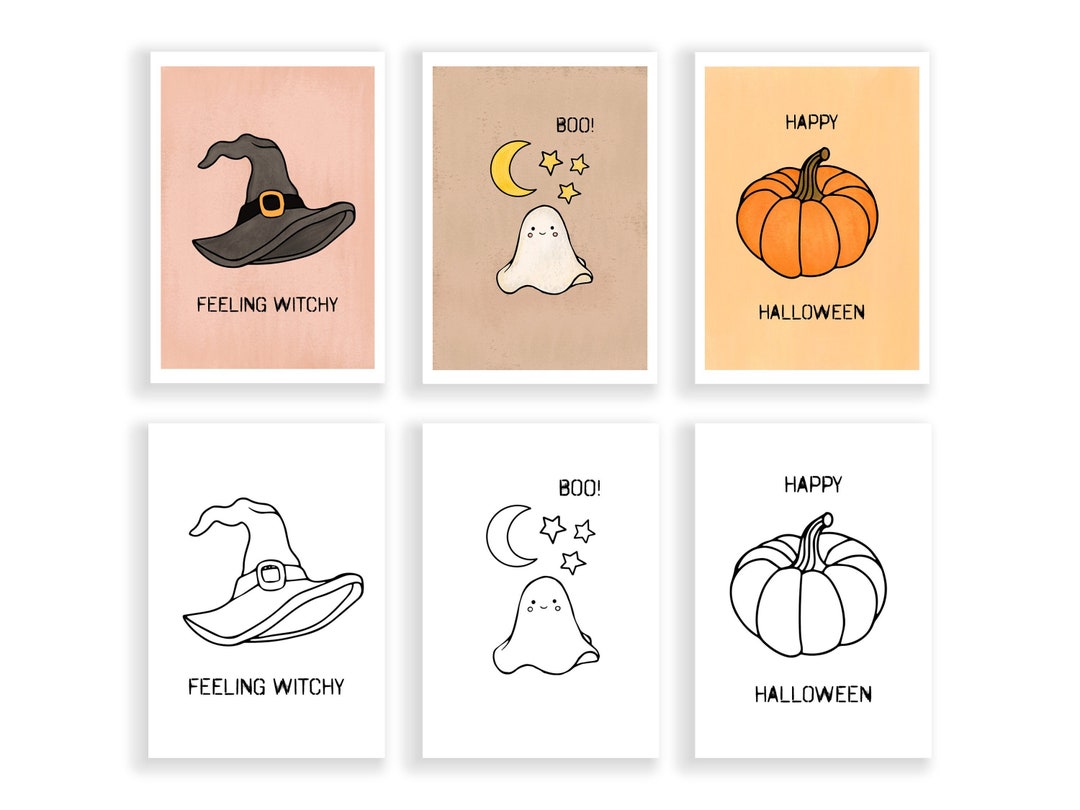 Halloween Print Set & Colouring Pages - Printable Sheets - Halloween ...