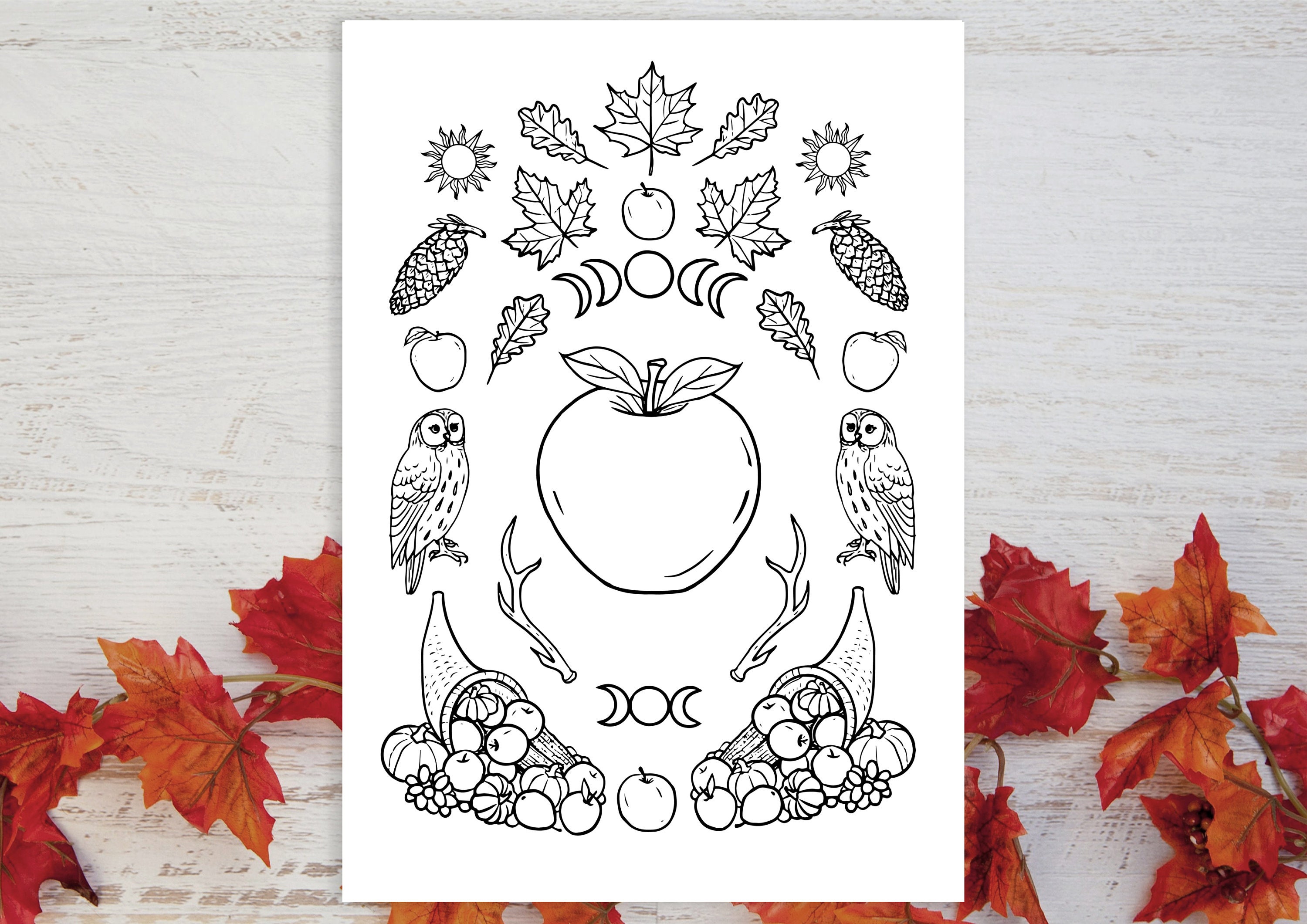 Mabon Autumn Equinox Colouring Page Altar Decoration Pagan Wall Decor ...