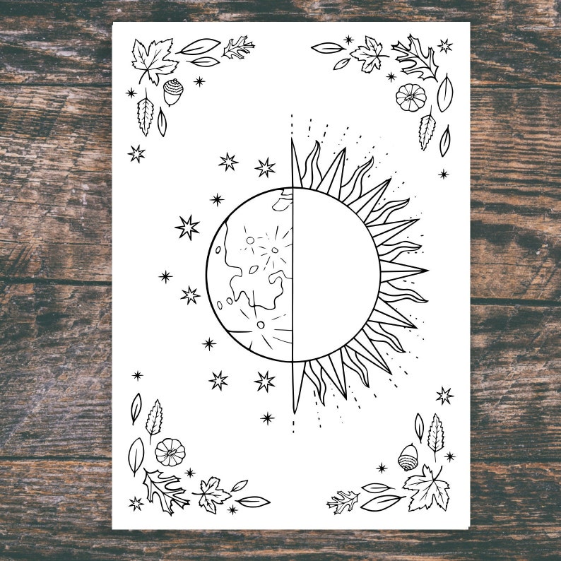 Autumn Equinox Coloring Page - Fall Art Project (digital Download) - Etsy