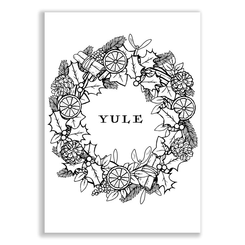 Yule Wreath Colouring Page - Scandinavian Yule Digital Download ...