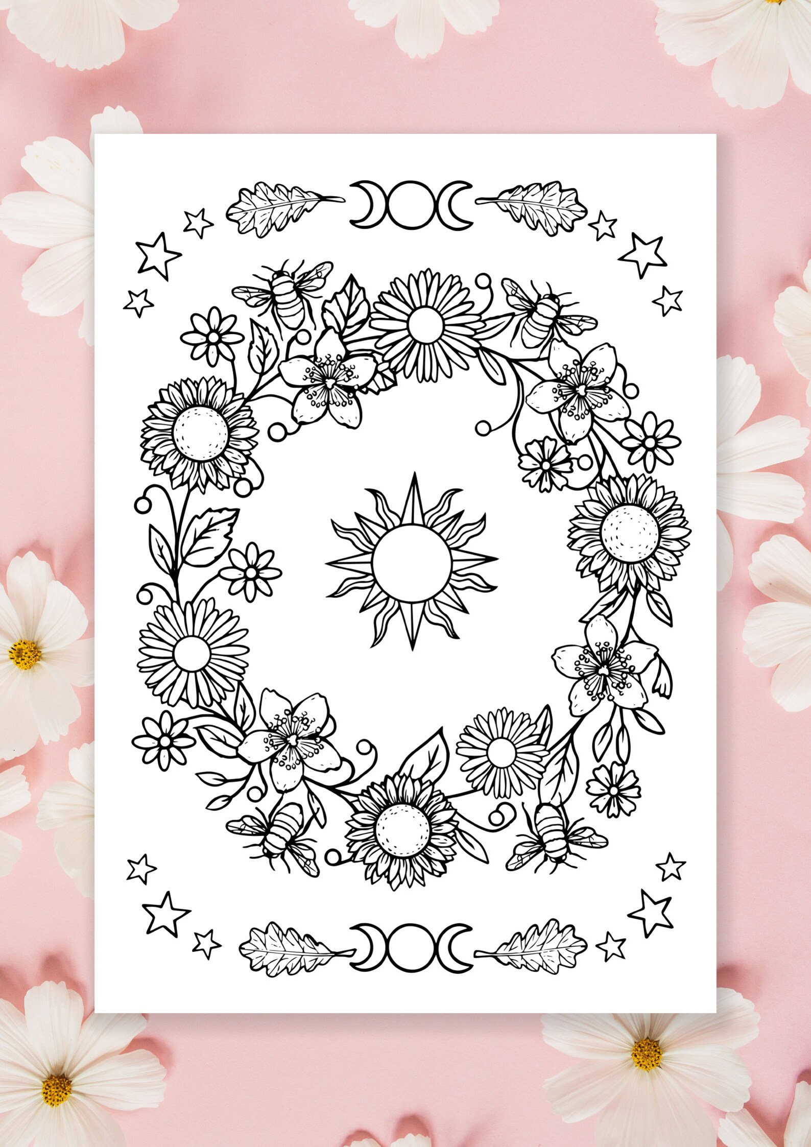 Litha, Summer Solstice Colouring Page, Midsummer Artwork, Altar ...
