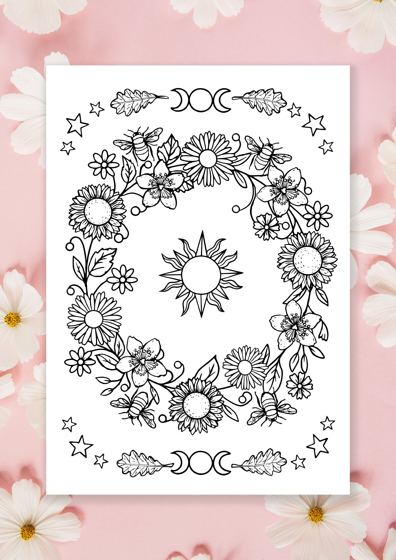 Litha, Summer Solstice Colouring Page, Midsummer Artwork, Altar ...