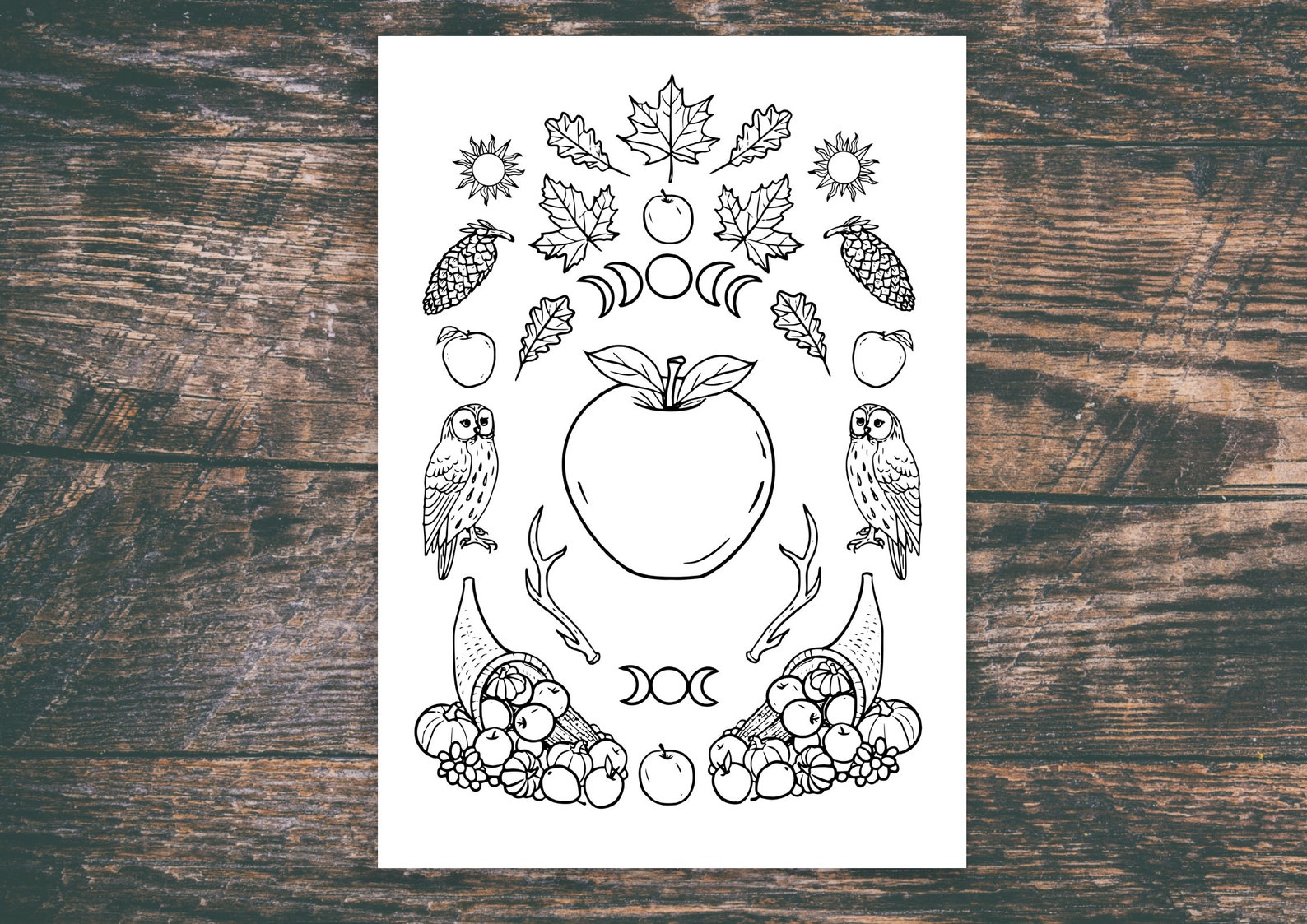 Mabon Autumn Equinox Colouring Page Altar Decoration Pagan Wall Decor ...