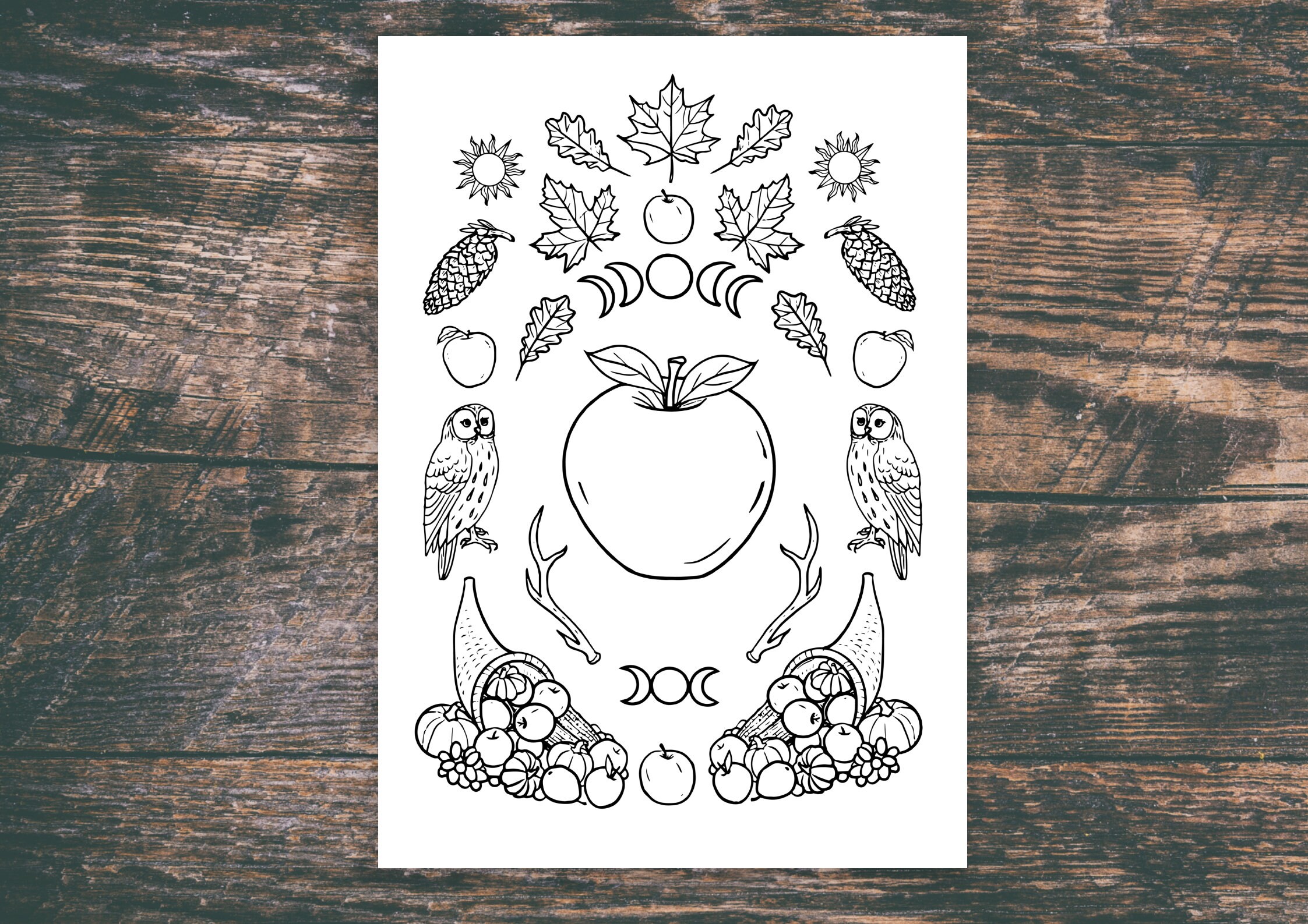 Mabon Autumn Equinox Colouring Page Altar Decoration Pagan Wall Decor ...