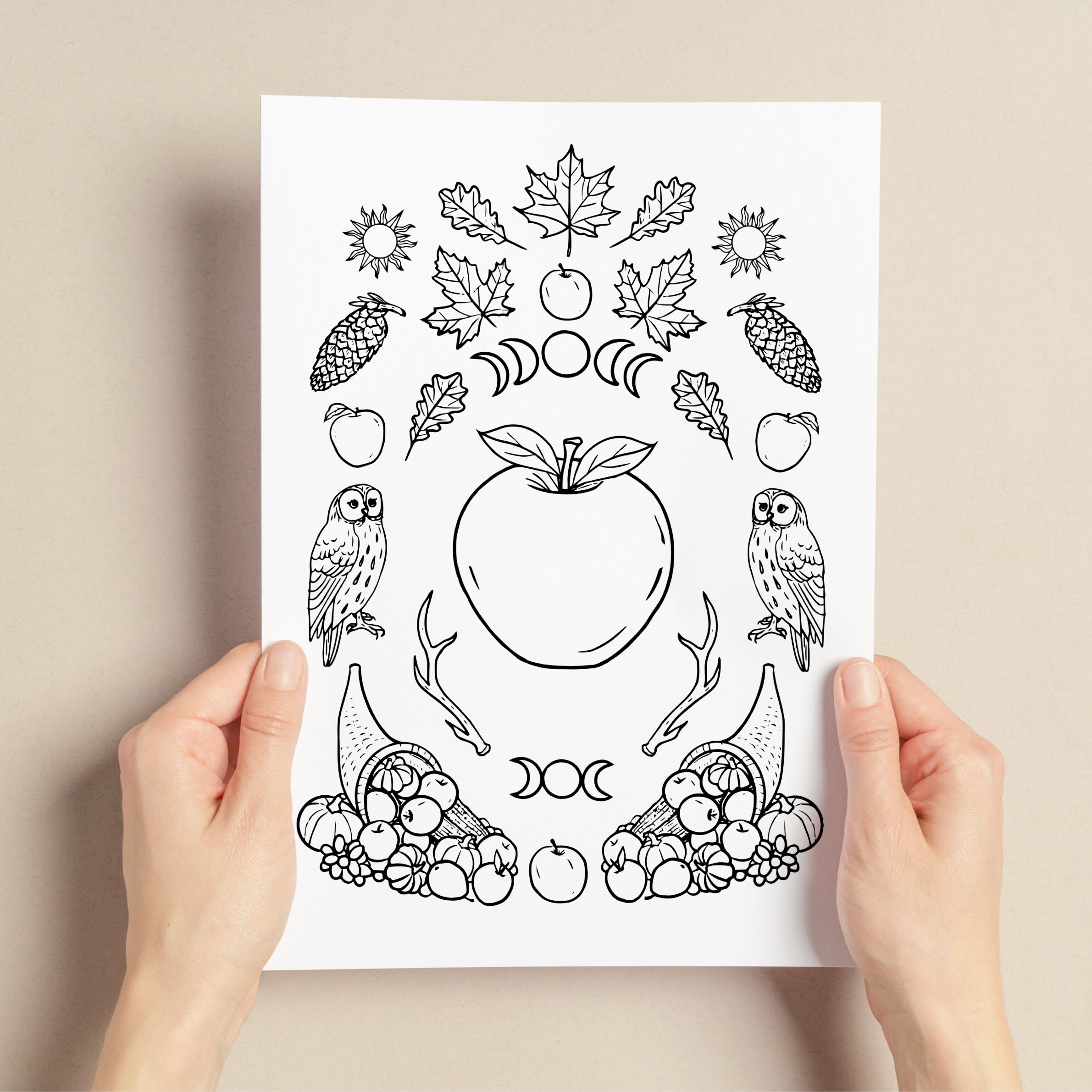 Mabon Autumn Equinox Colouring Page - Altar Decoration - Pagan Wall ...