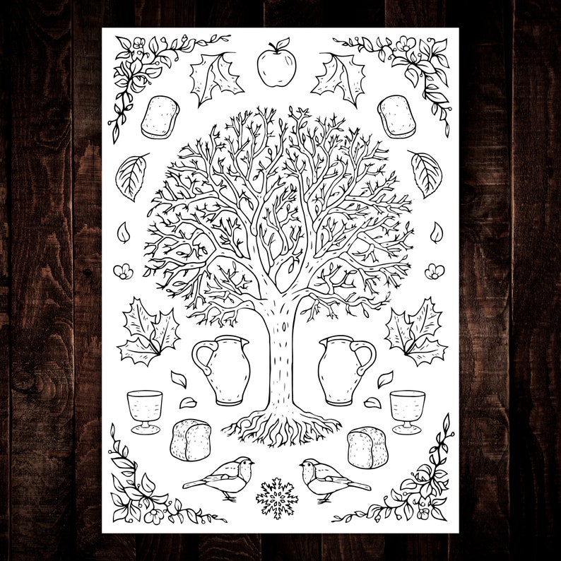 Wassailing Colouring Page Seasonal Digital Download Printable Folklore ...