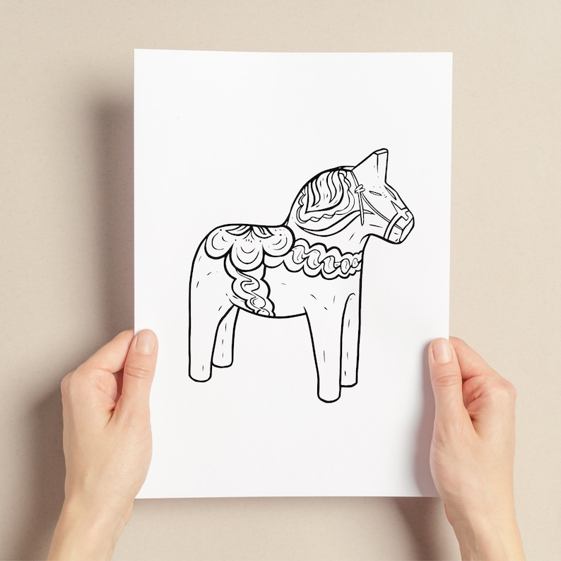 Dala Horse Printable - Swedish Dalahäst Colouring Page - DIY ...
