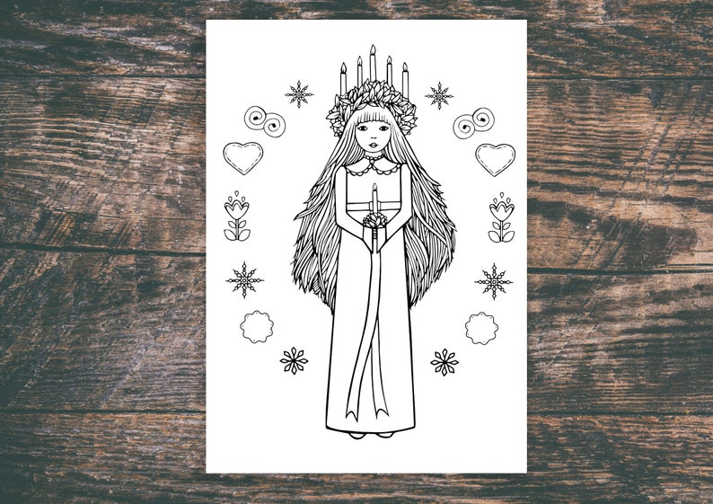 Lucia Day Colouring Page Digital Download Artwork Saint - Etsy