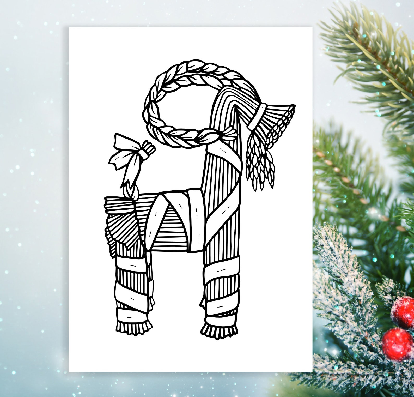 Yule Goat Colouring Page - Printable Yule Decor - Scandinavian ...