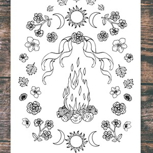 Beltane Colouring Page, May Day Pagan Art, Altar Decoration, Pagan Wall ...