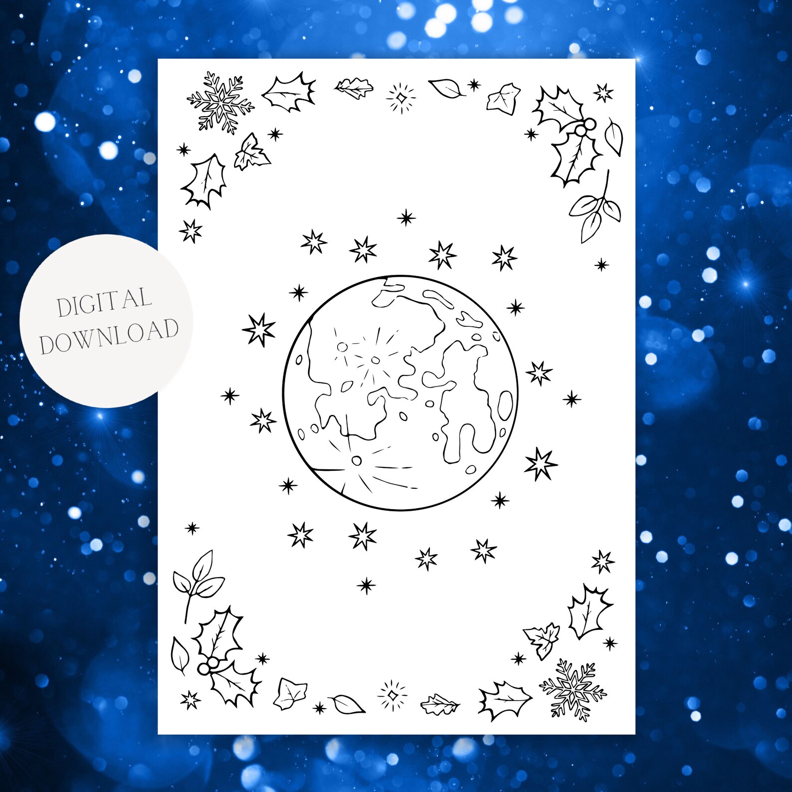Winter Solstice Colouring Page - Digital Download Winter Art Project ...