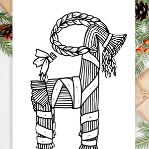 Yule Goat Colouring Page - Printable Yule Decor - Scandinavian ...