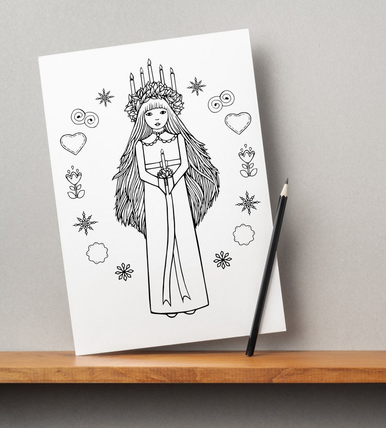 Lucia Day Colouring Page Digital Download Artwork Saint Lucy Swedish ...