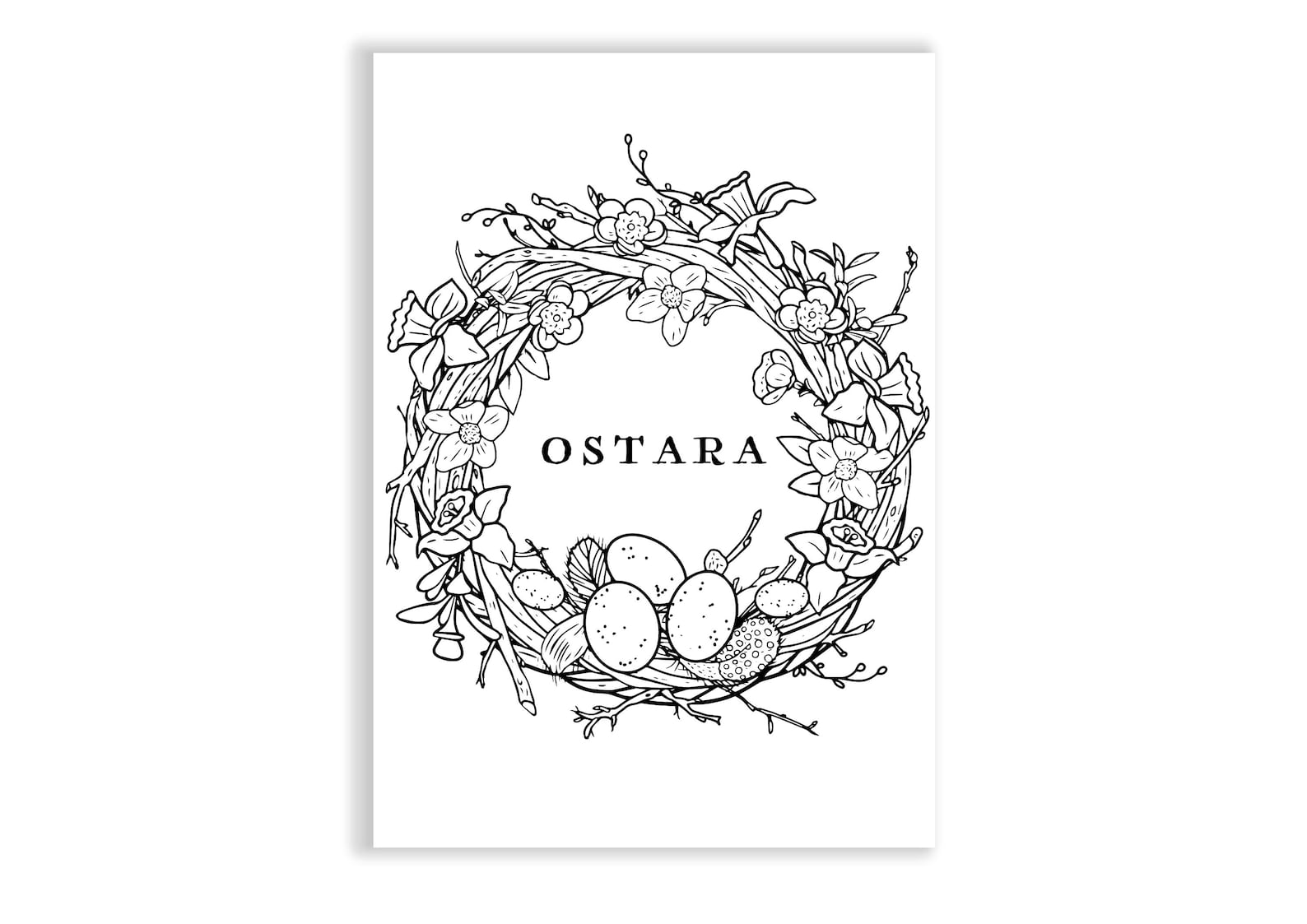 Ostara Wreath Colouring Page Pagan / Wiccan Sabbat Witchy Printable ...