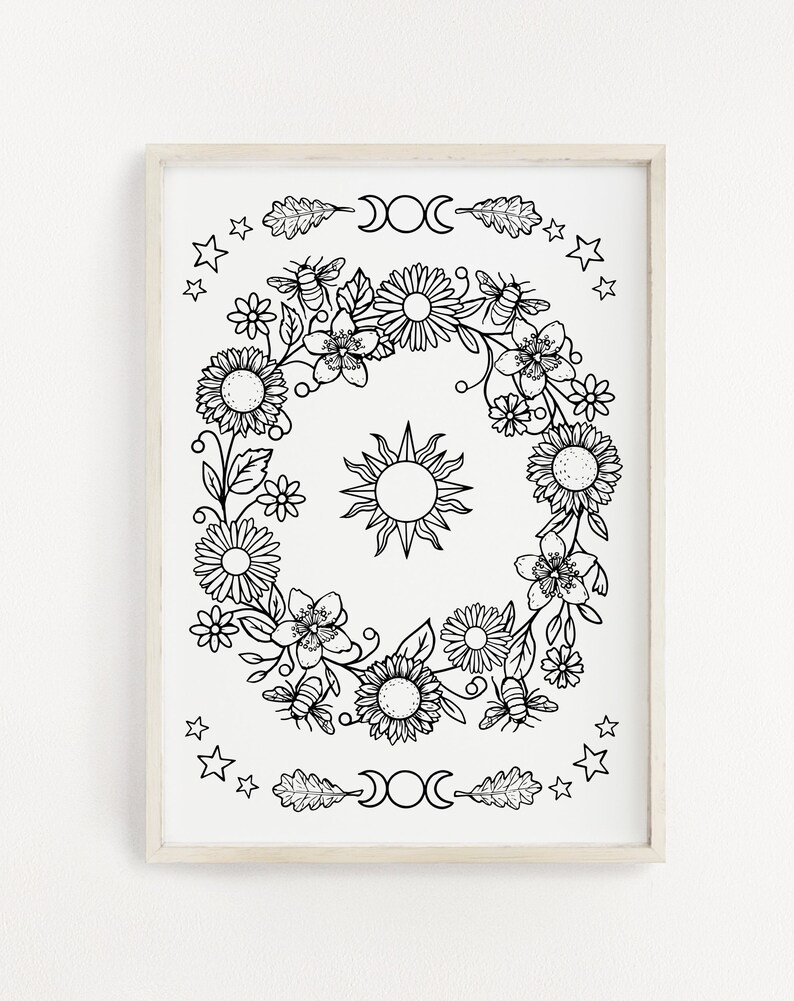 Litha, Summer Solstice Colouring Page, Midsummer Artwork, Altar ...