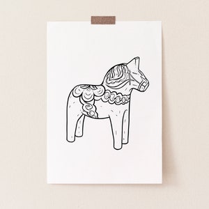 Dala Horse Printable - Swedish Dalahäst Colouring Page - DIY ...