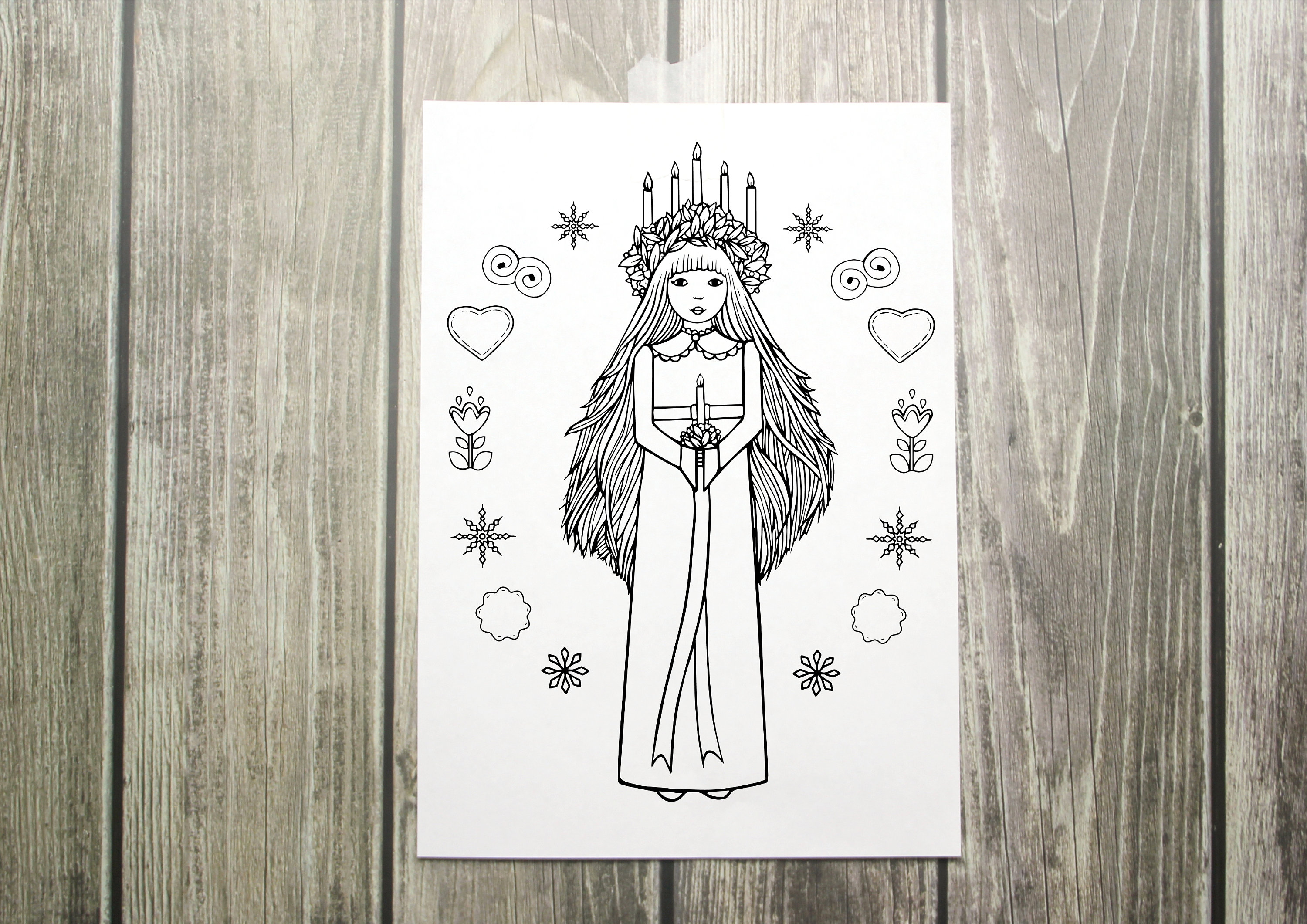 Lucia Day Colouring Page Digital Download Artwork Saint Lucy Swedish ...