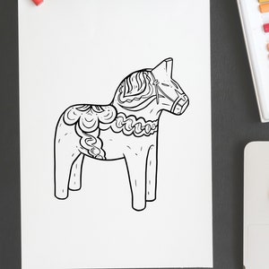 Dala Horse Printable - Swedish Dalahäst Colouring Page - DIY ...