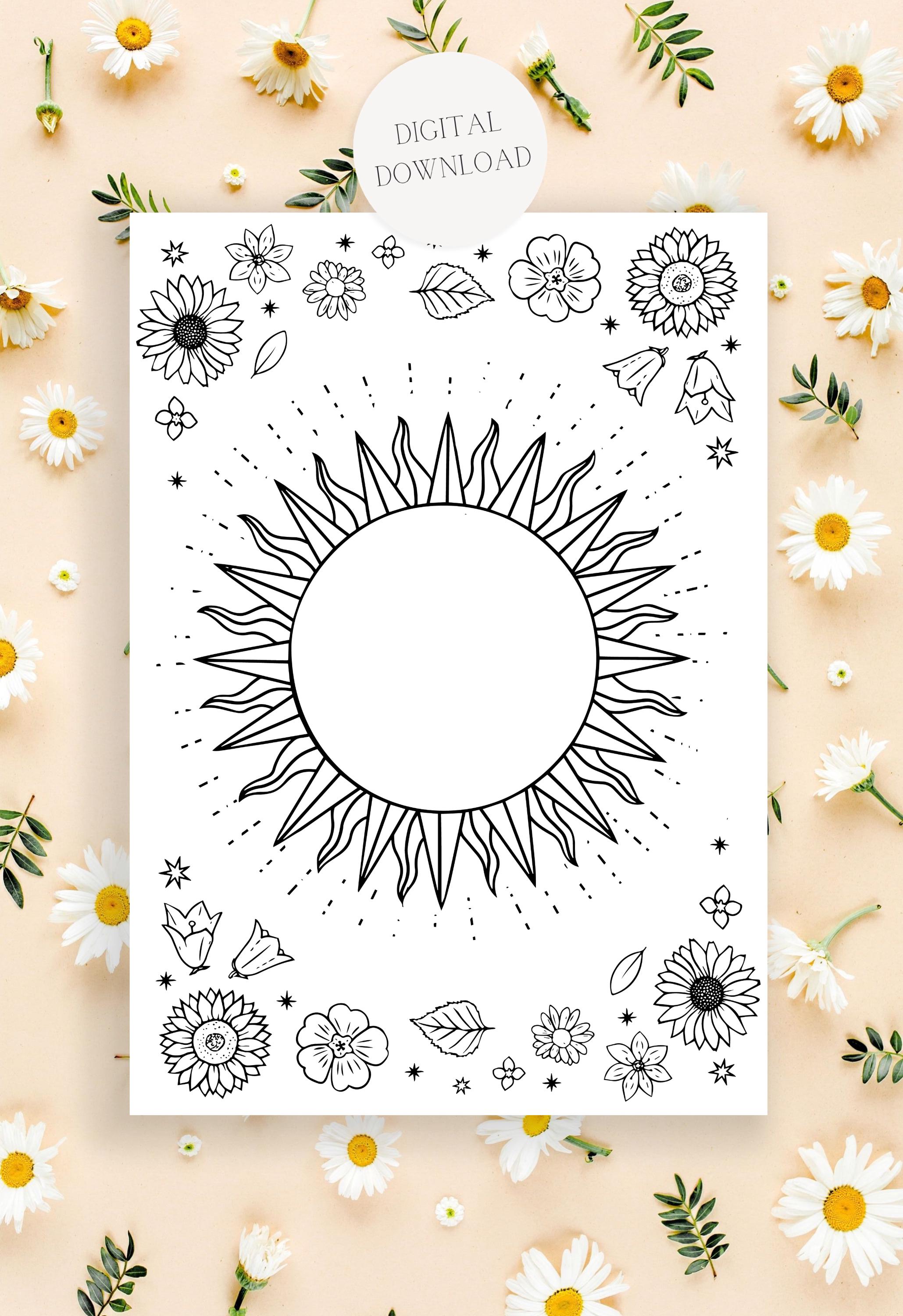 Summer Solstice Sun Coloring Page | Printable Art (digital Download) - Etsy