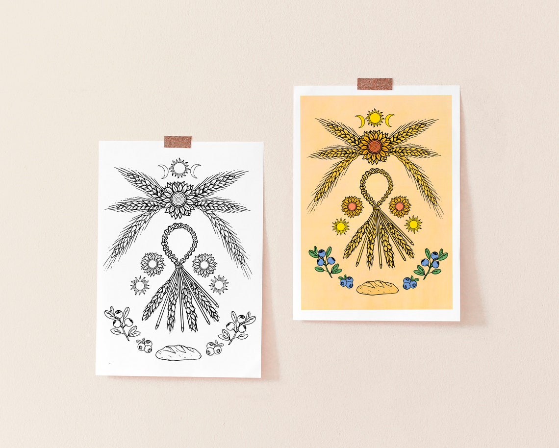 Lammas Lughnasadh Art Print With Colouring Page Altar - Etsy
