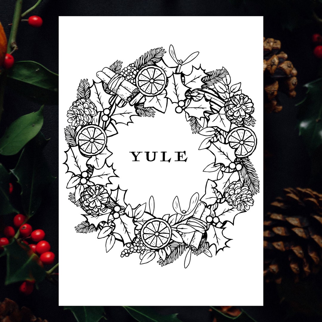 Yule Wreath Colouring Page - Scandinavian Yule Digital Download ...