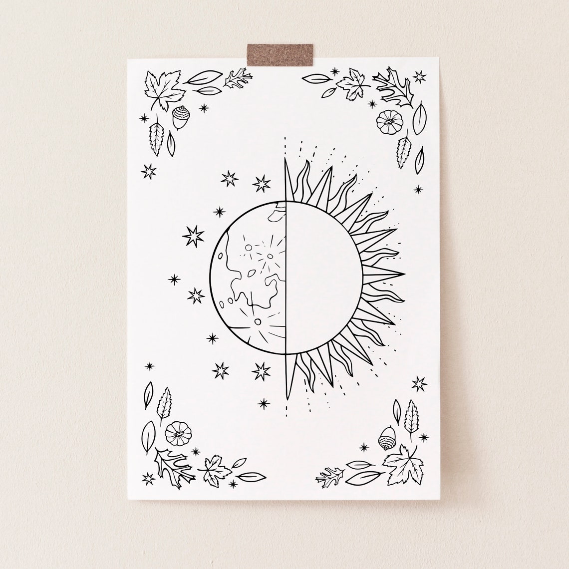 Autumn Equinox Coloring Page - Fall Art Project (digital Download) - Etsy