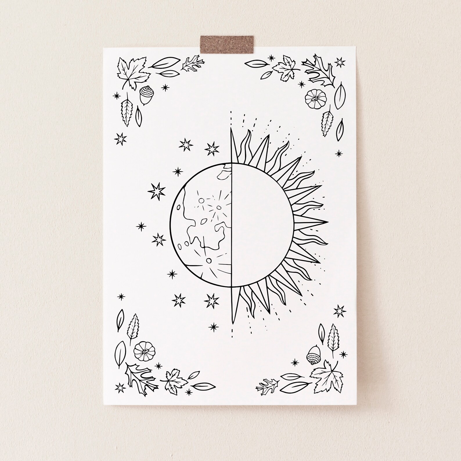 Autumn Equinox Coloring Page - Fall Art Project (digital Download) - Etsy