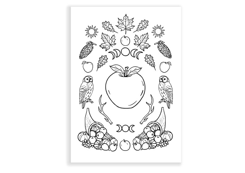 Mabon Autumn Equinox Colouring Page - Altar Decoration - Pagan Wall ...