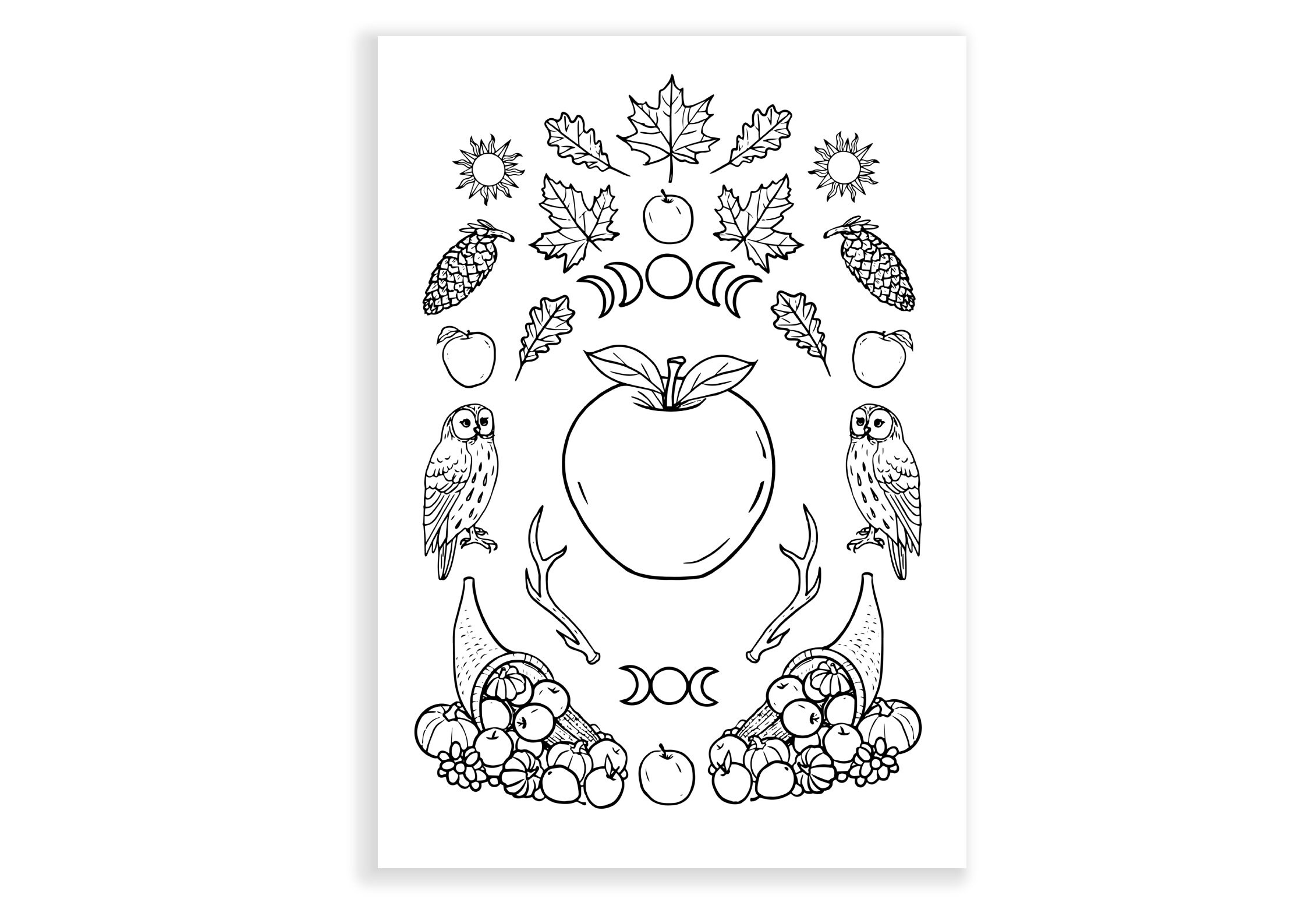 Mabon Autumn Equinox Colouring Page - Altar Decoration - Pagan Wall ...
